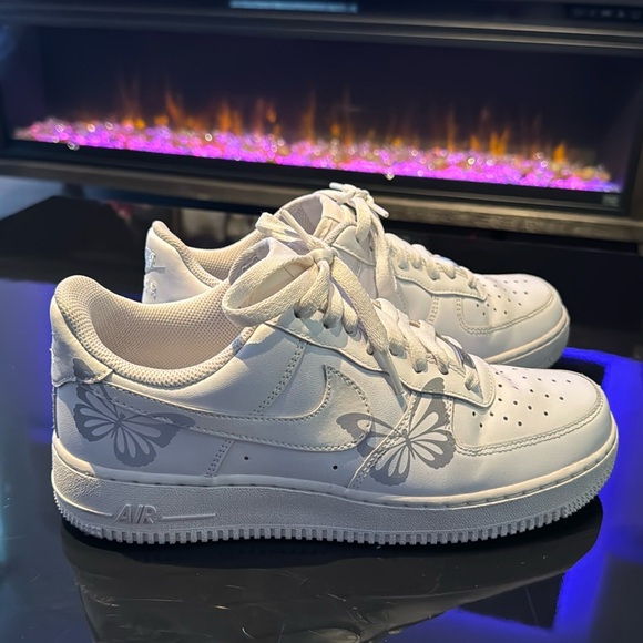 Nike | Shoes | Custom White Reflective Butterfly Nike Af Size 95 Women ...